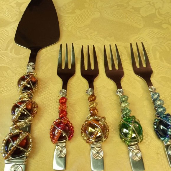 Dining | Cake Server Set Acrylic Faux Crystal Handles 4 Folks | Poshmark